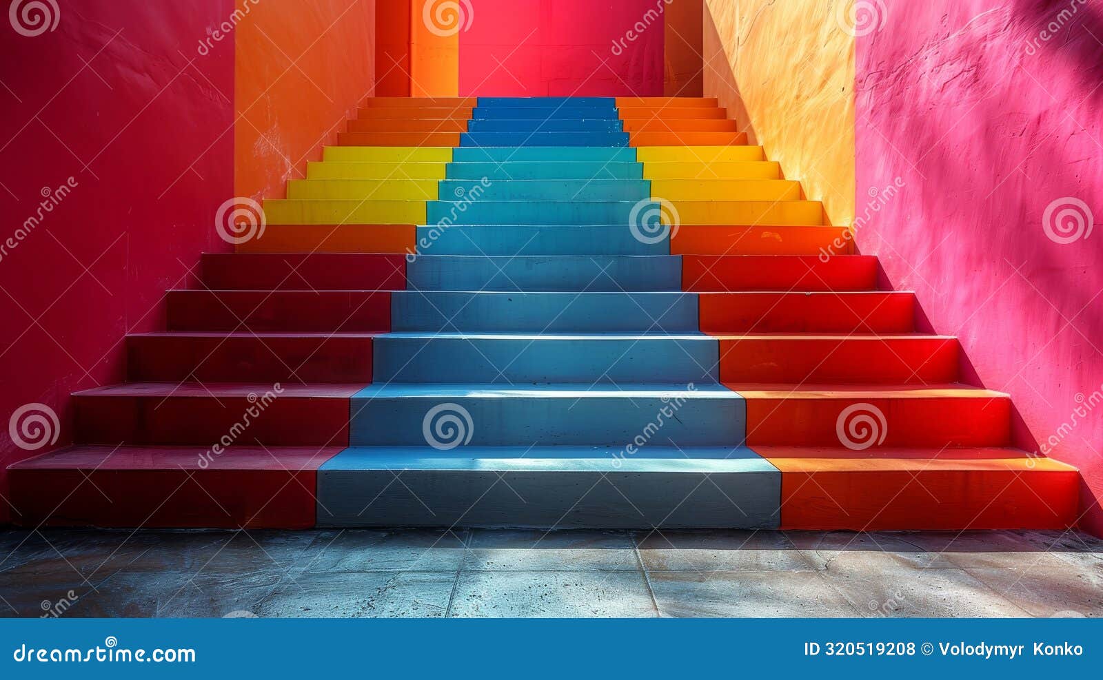 Colorful Rainbow Stairs in a Modern Architectural Setting, Abstract ...