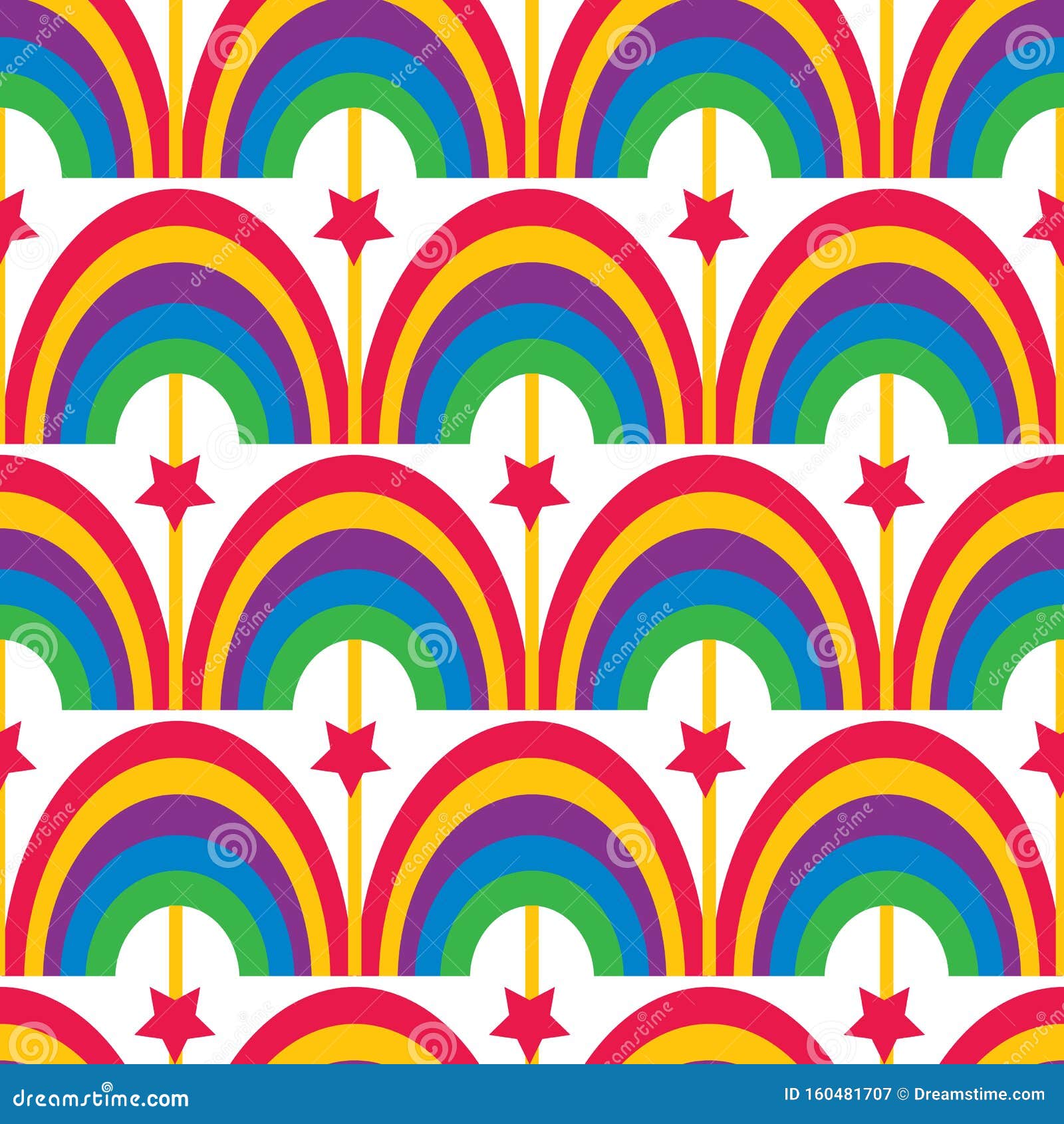 Colorful Rainbow and Star Pattern Vector Seamless Repeat Design Stock ...