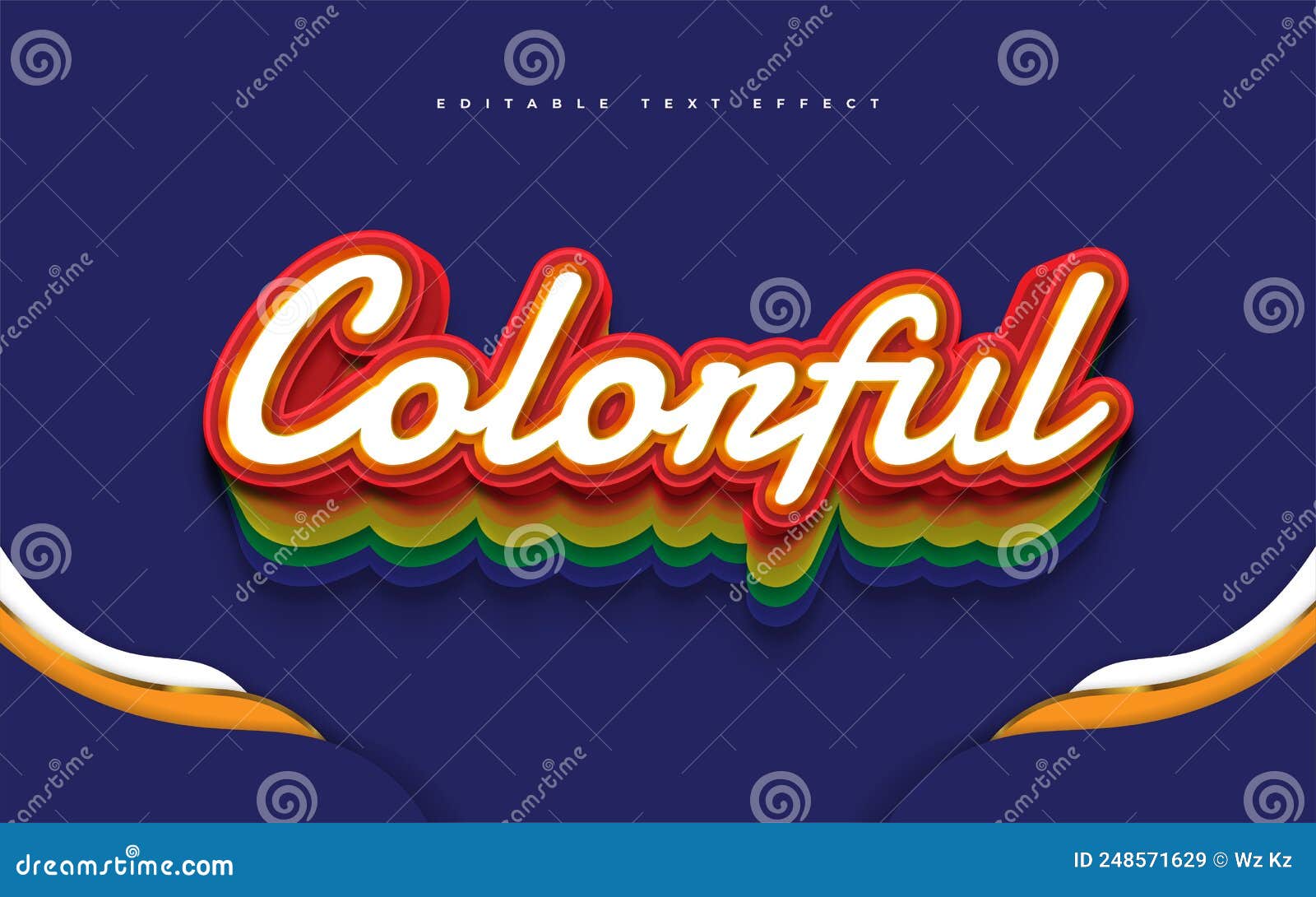 Colorful Rainbow Text Style with 3D Embossed Effect. Editable Text ...