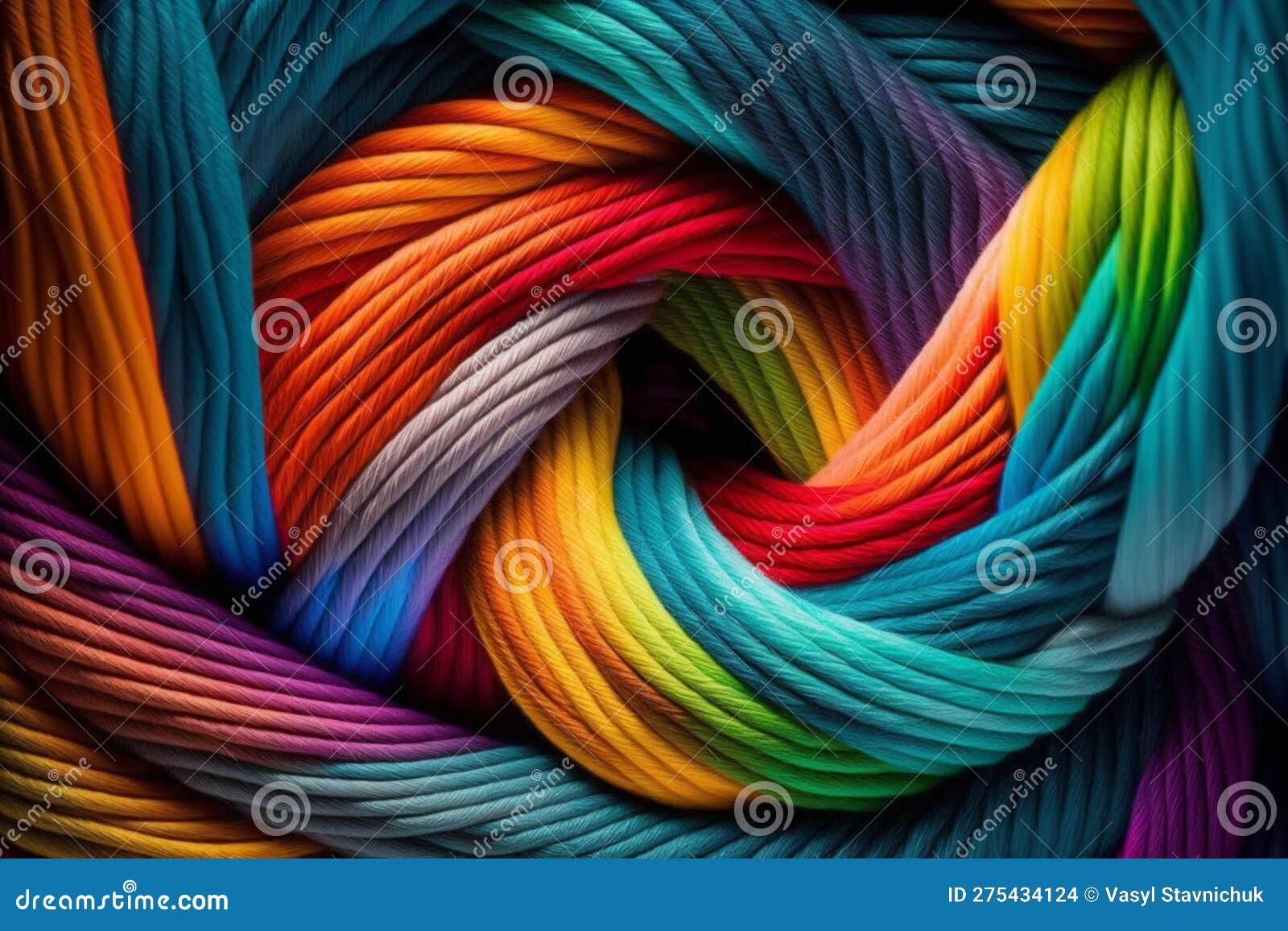 Colorful Rainbow Twisted Yarn Abstract Background, Colorful Rainbow ...