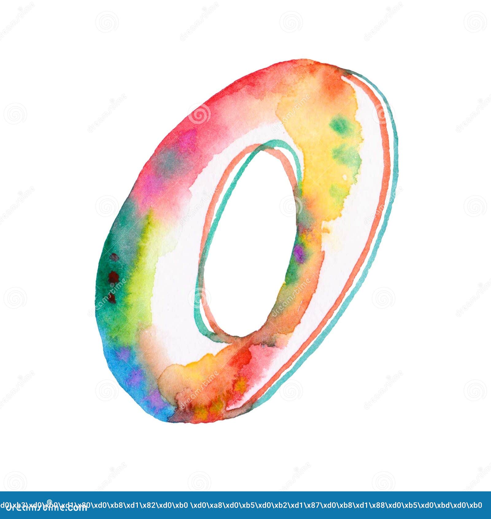 A Colorful Rainbow Watercolor Number 0 on a White Background Stock ...