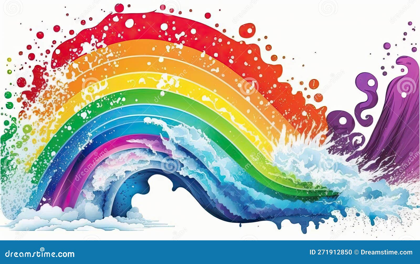 Colorful Rainbow Wave Paint Splash by Generative AI Stock Illustration ...