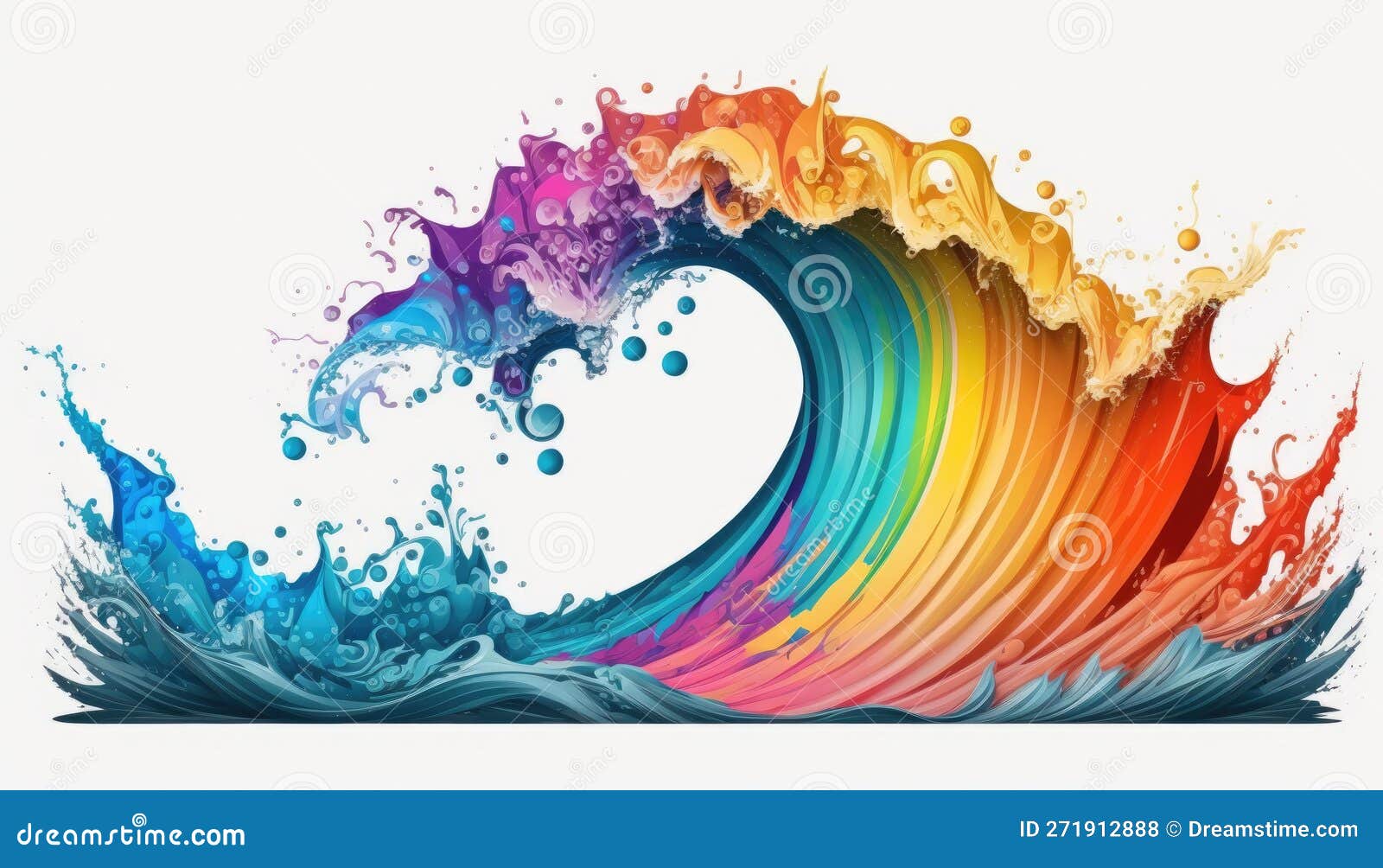 Colorful Rainbow Wave Paint Splash by Generative AI Stock Illustration ...