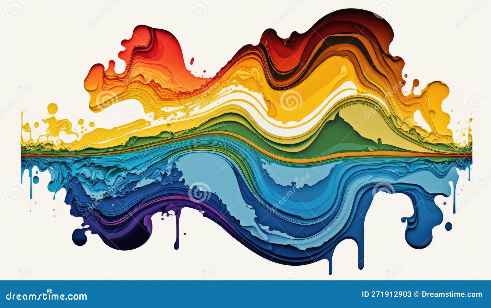 Colorful Rainbow Wave Paint Splash by Generative AI Stock Illustration ...
