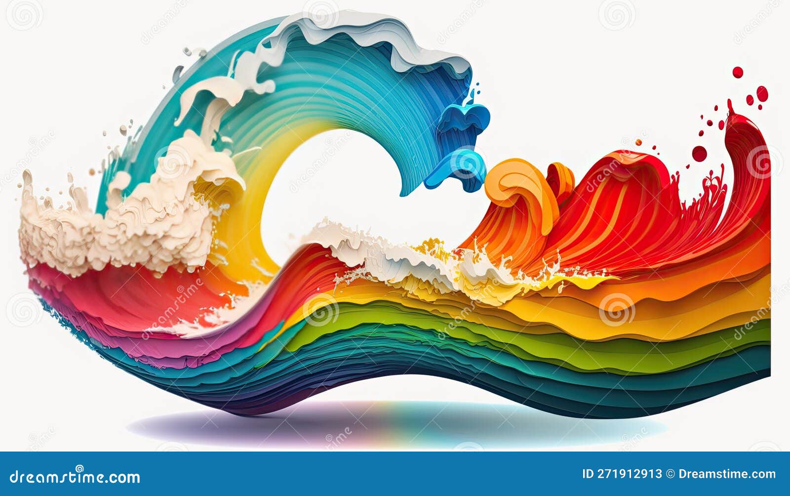 Colorful Rainbow Wave Paint Splash by Generative AI Stock Illustration ...