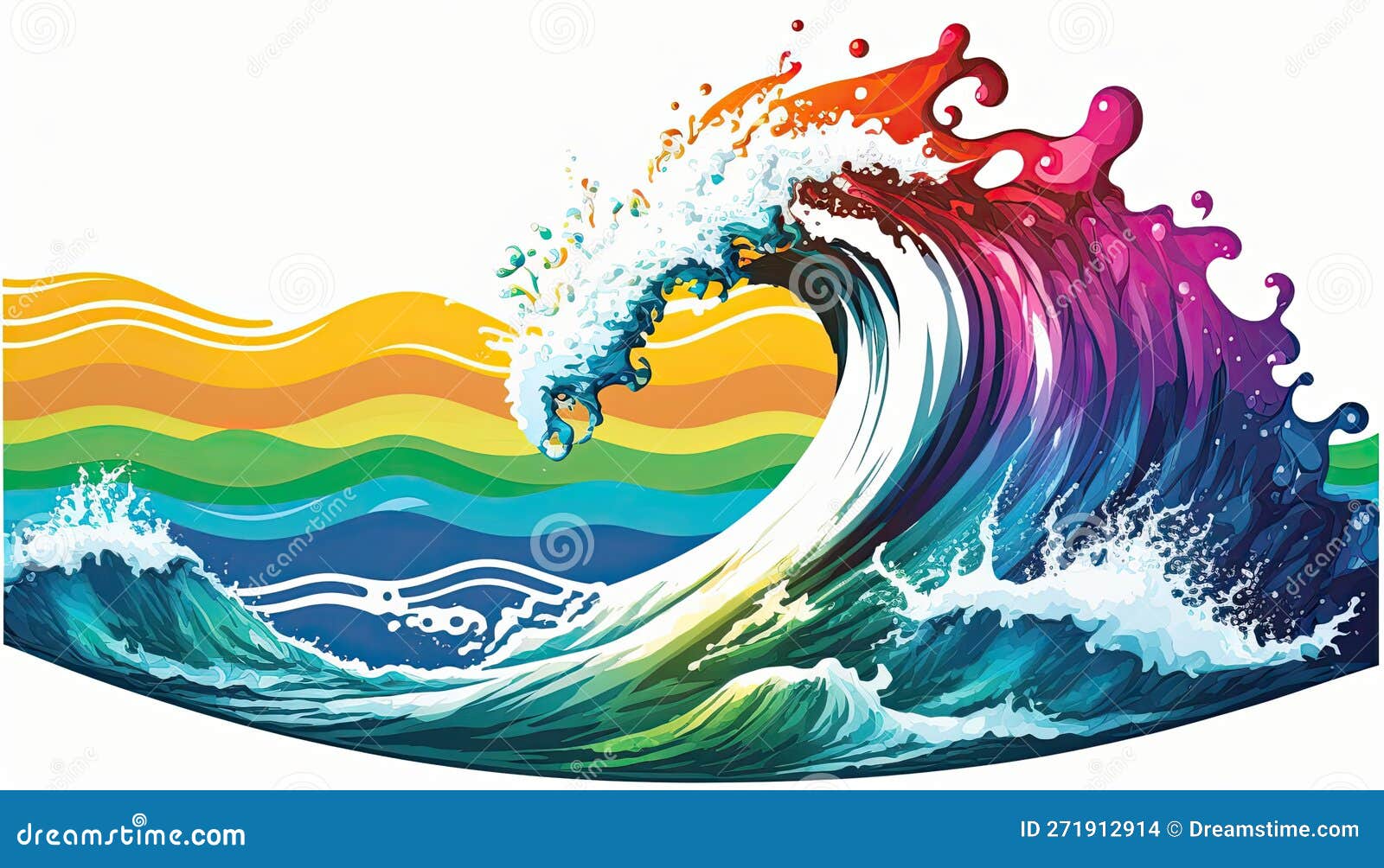Colorful Rainbow Wave Paint Splash by Generative AI Stock Illustration ...