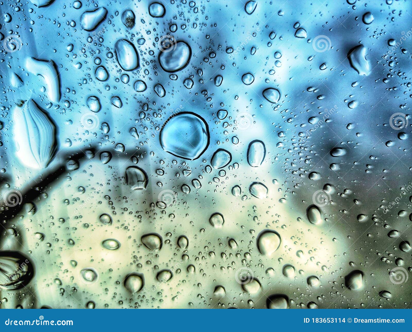 Colorful of raindrops stock photo. Image of water, monochrome - 183653114