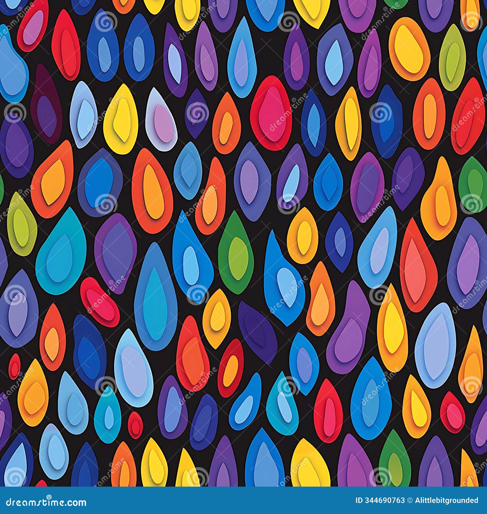Colorful Raindrops Repeating Pattern Pop Art Style Stock Illustration ...