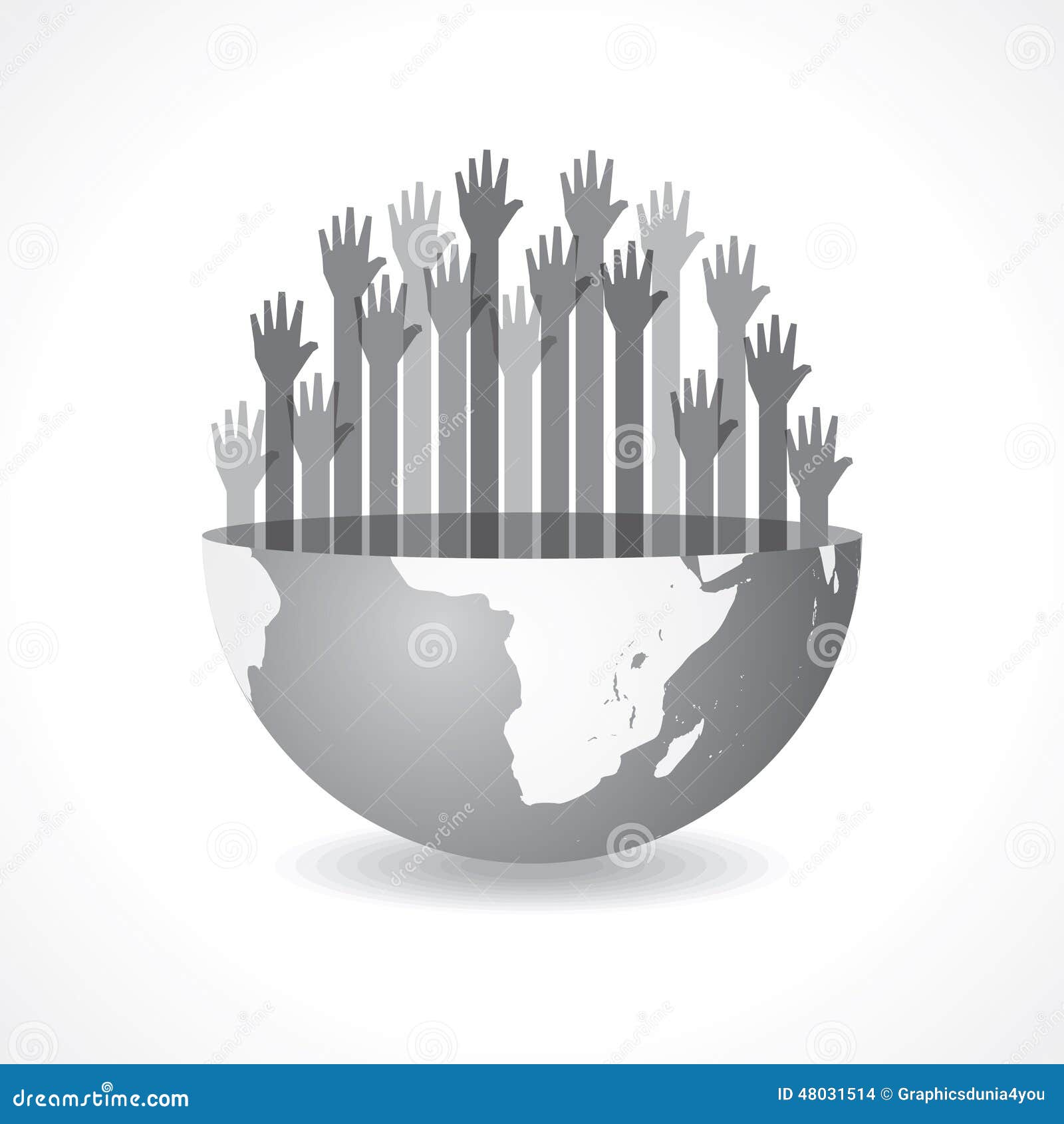 Colorful Raised Hand on the Half Earth Symbol Stock Vector ...