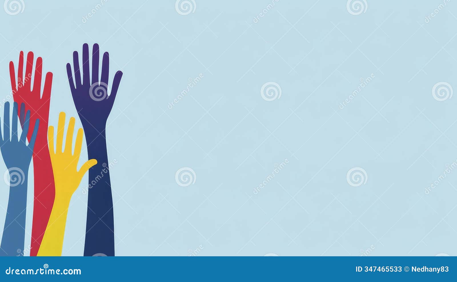 Colorful Raised Hands Symbolizing Unity and Diversity Stock ...