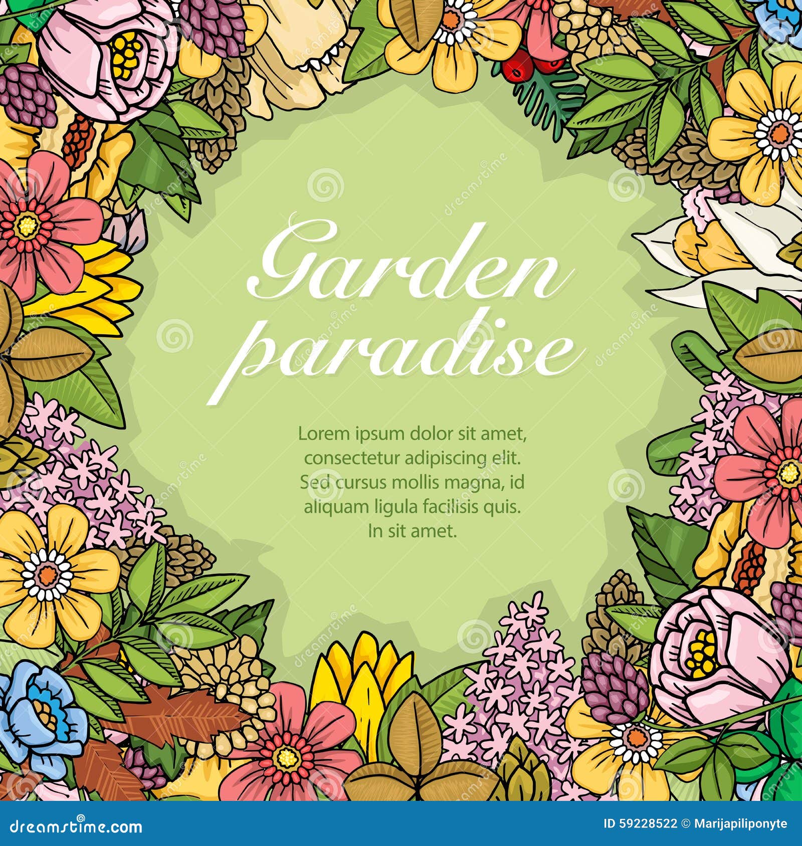 Colorful Random Flowers, Leafs and Plants Stock Vector - Illustration ...