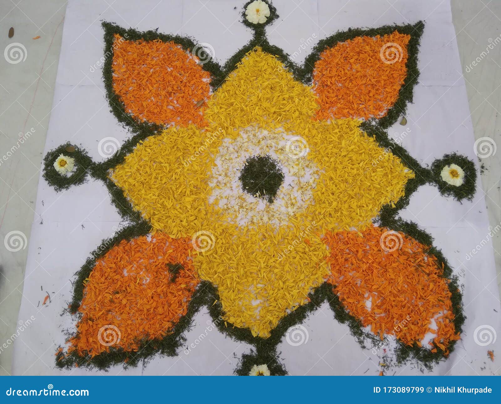 Colorful Rangoli Made of Flowers Stock Image - Image of rangoli ...
