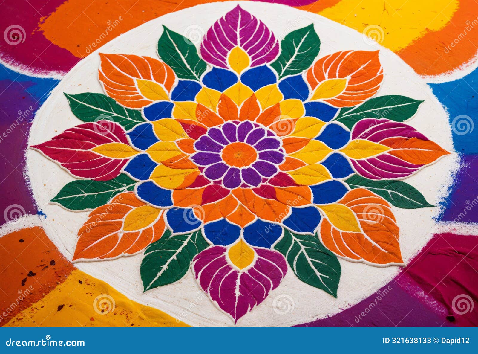 Colorful Rangoli Pattern Design on a Wall Stock Illustration ...
