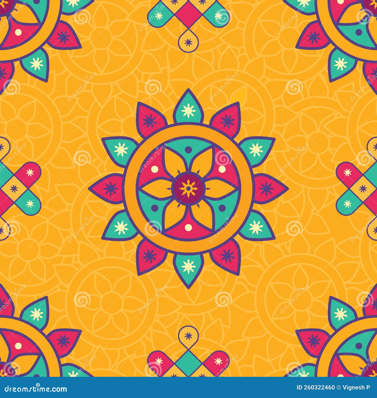Colorful Rangoli Seamless, Repeat Pattern Background for Diwali Stock ...