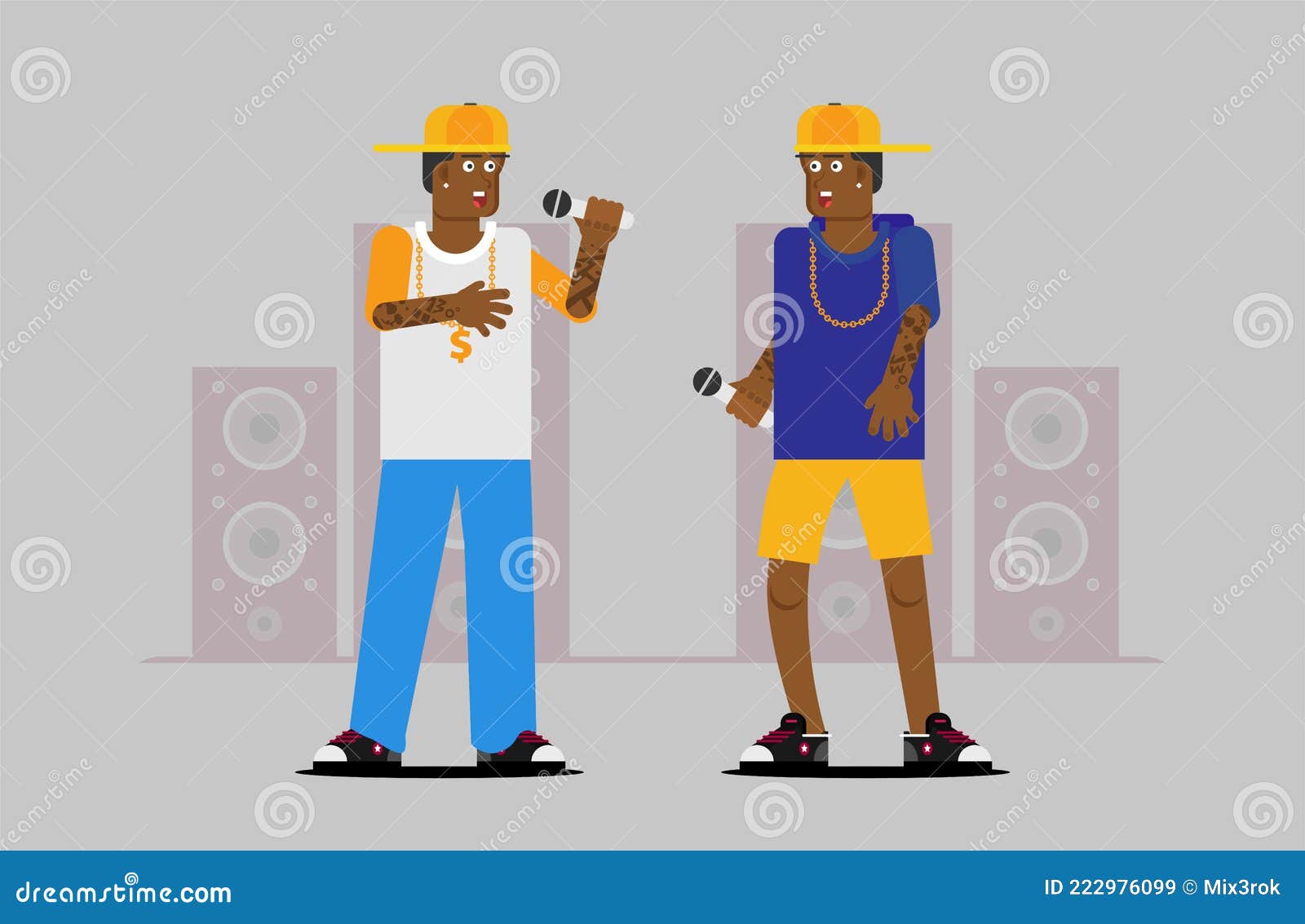 Colorful Rap Battle Flat Vector Stock Vector - Illustration of male ...