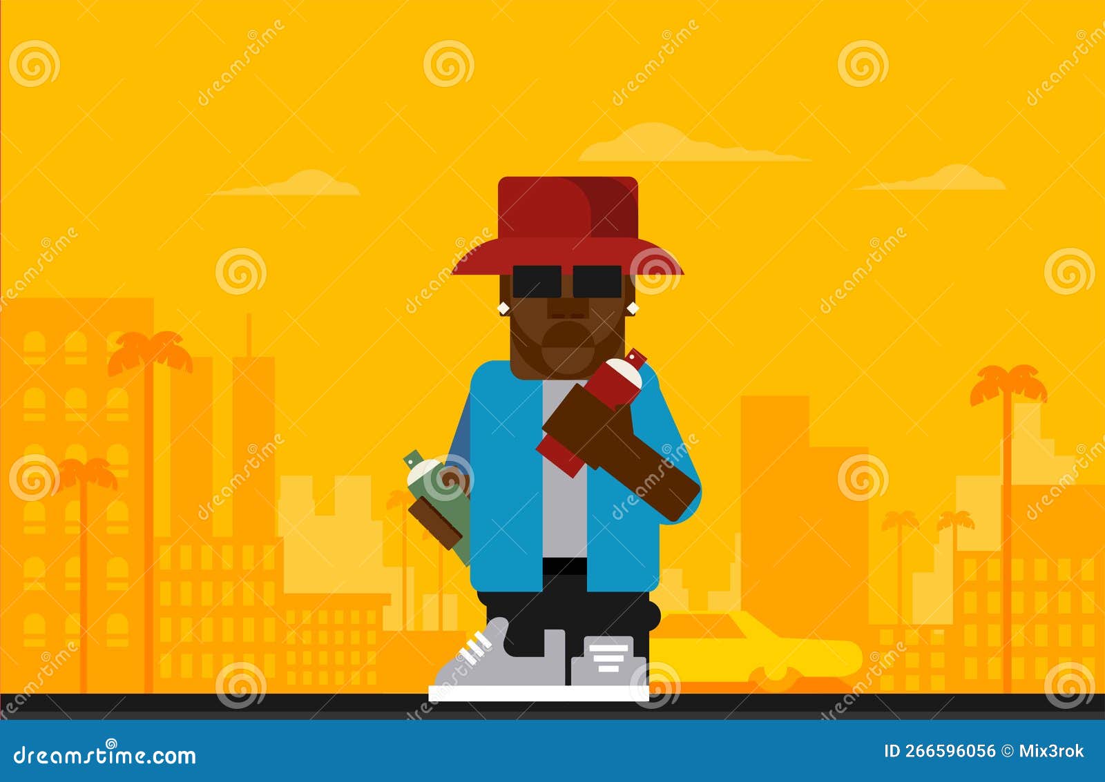 Colorful Rapper Flat Vector Stock Vector - Illustration of friend ...
