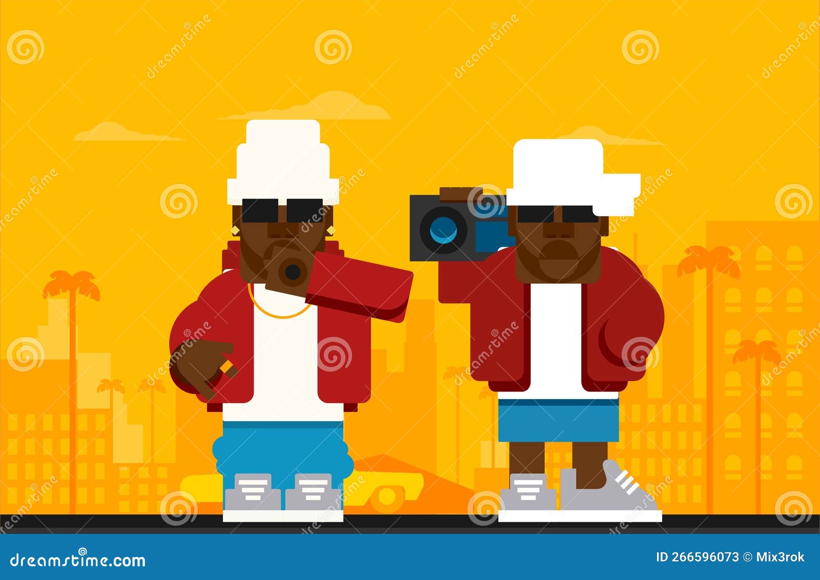 Colorful Rapper Flat Vector Stock Vector - Illustration of fashion ...