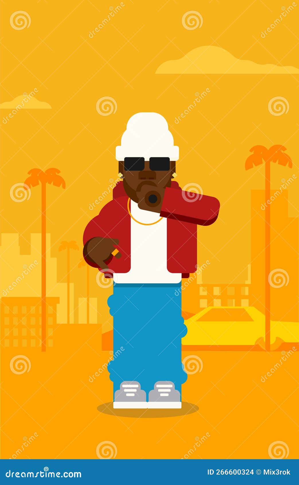 Colorful Rapper Flat Vector Stock Vector - Illustration of competitions ...