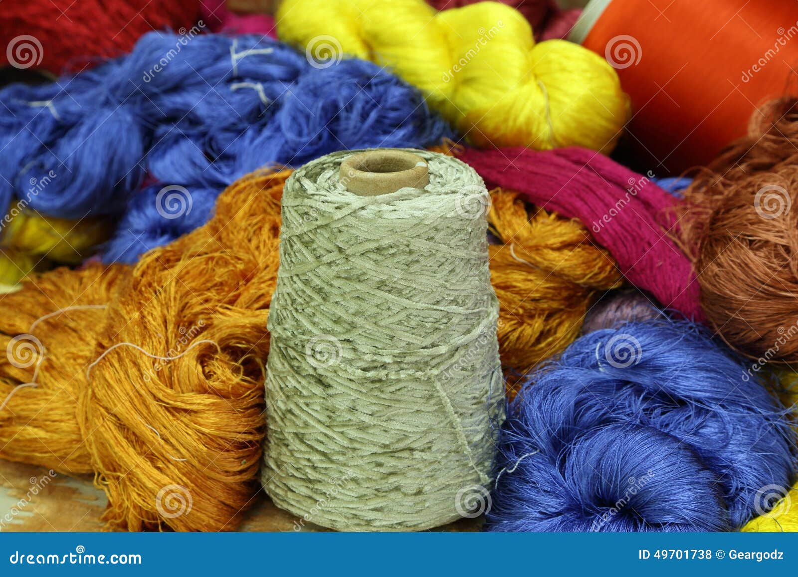 Colorful raw silk thread stock photo. Image of cocoon - 49701738