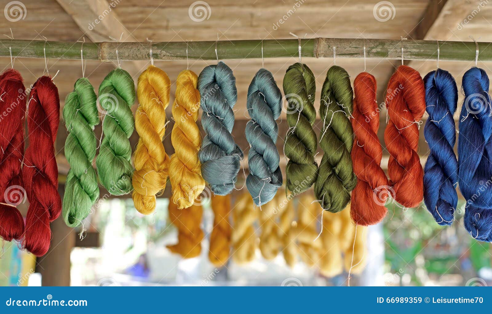 Colorful raw silk thread stock image. Image of colorful - 66989359