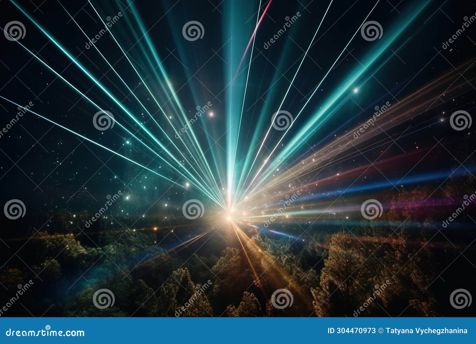 Colorful Rays Light Outdoor at Night Stock Image - Image of light ...