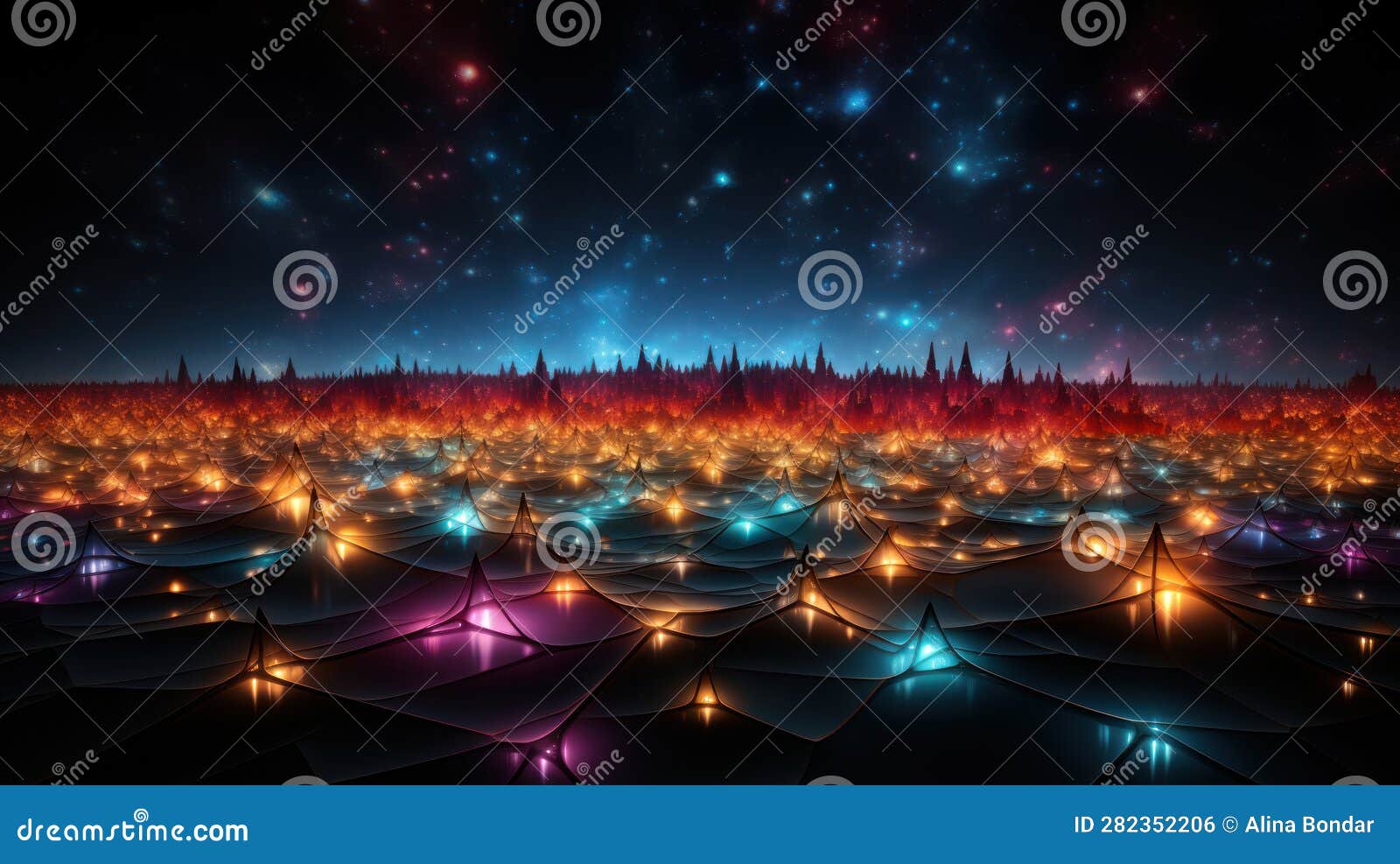 Colorful Rays Traveling through a Complex Virtual Network in a Digital ...