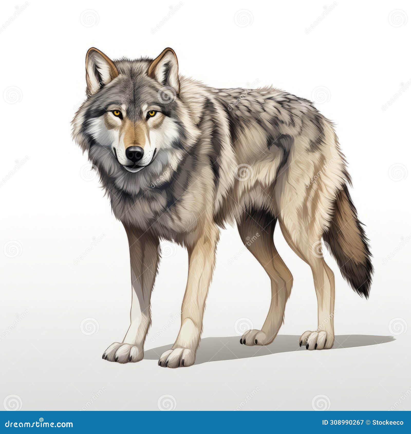 Colorful Realism: Stunning Illustration of a Cel Shaded 3d Wolf Stock ...