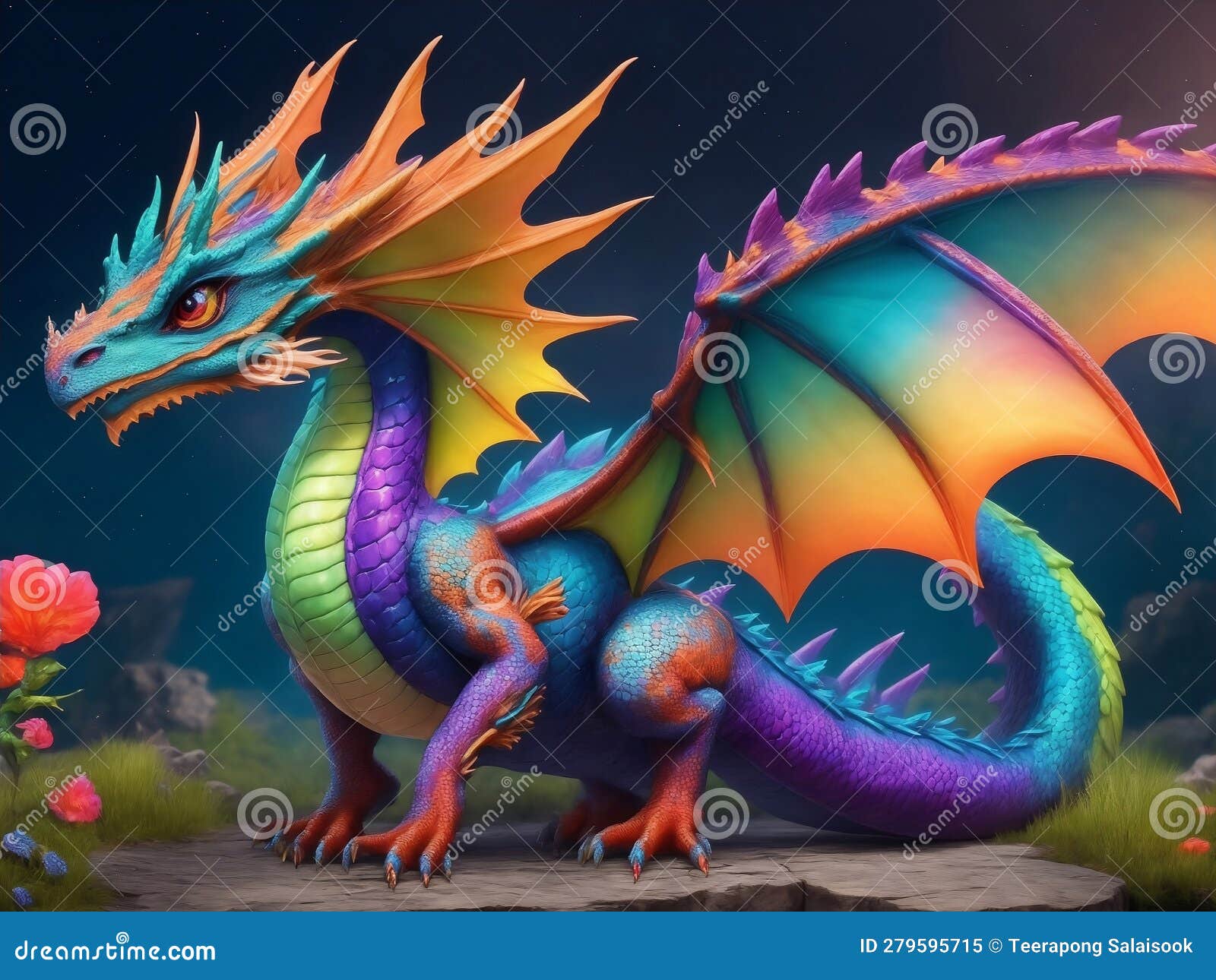 Realistic Dragon Fish Sketch. Fighting Fish Vector Illustration In ...