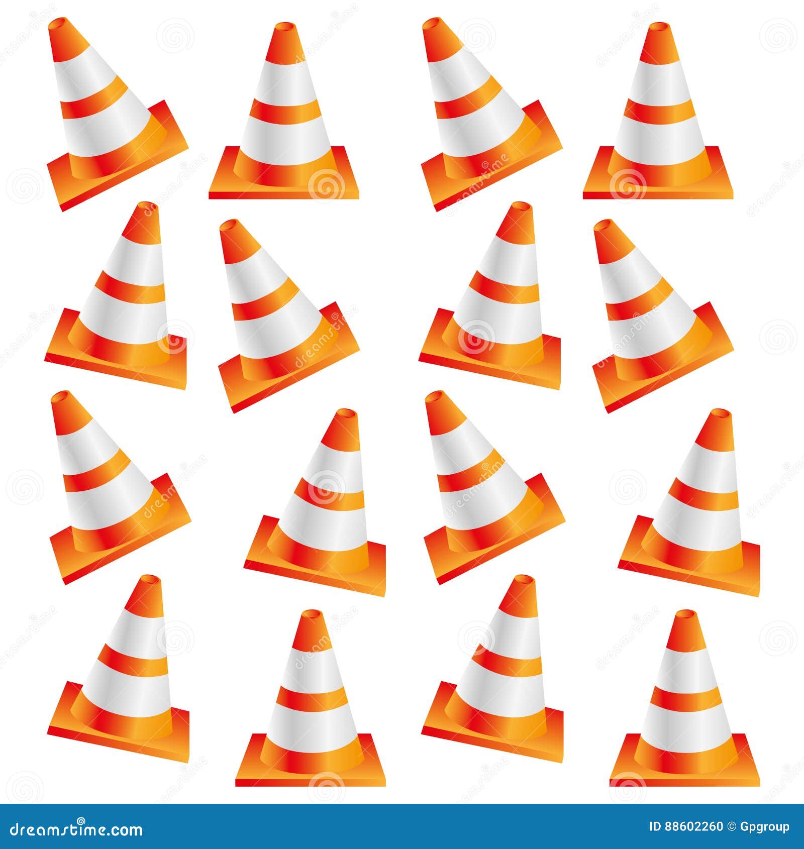 Colorful Realistic Pattern Traffic Cone Set Stock Illustration ...