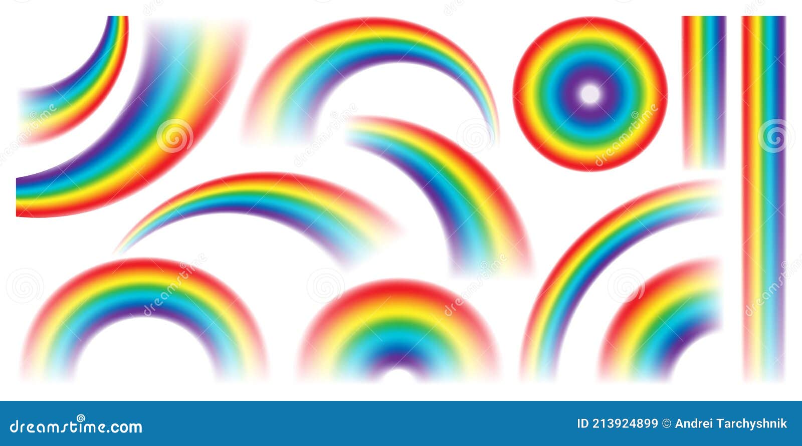 Colorful Realistic Rainbow Collection Isolated on White Background ...