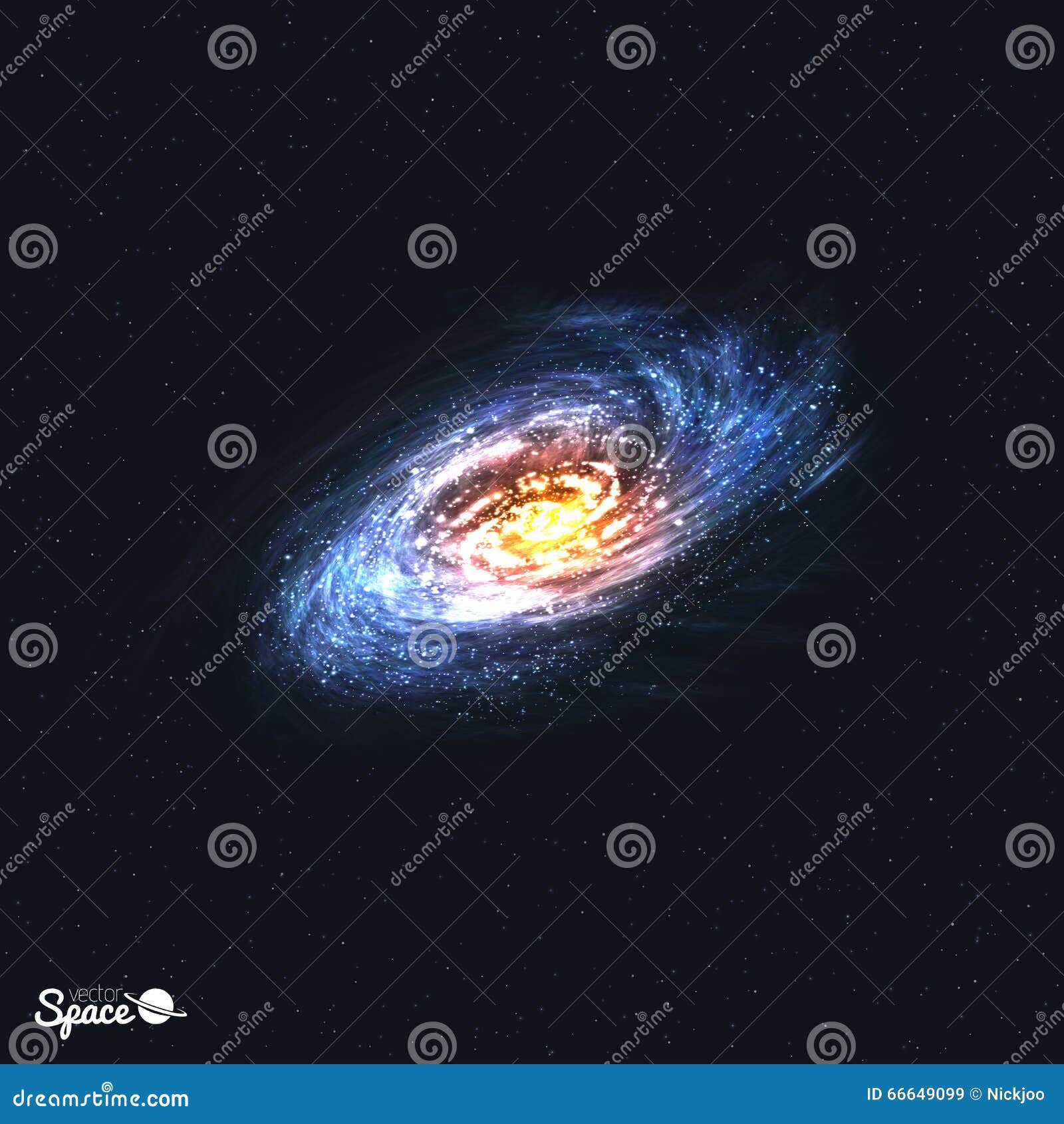 Colorful Realistic Spiral Galaxy On Space Background. Vector ...