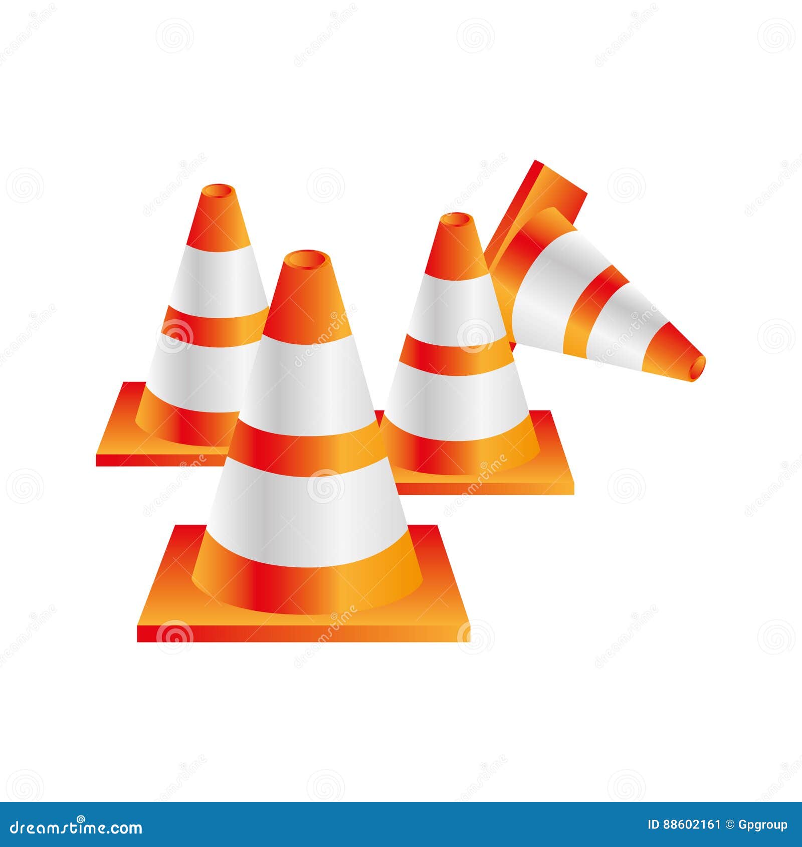 Colorful Realistic Striped Traffic Cone Set Stock Illustration ...