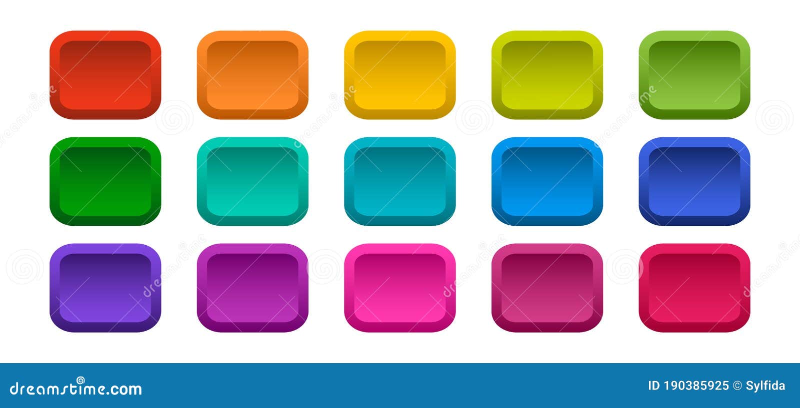 Colorful Rectangle Buttons Isolated on White Background. Vector Stock ...