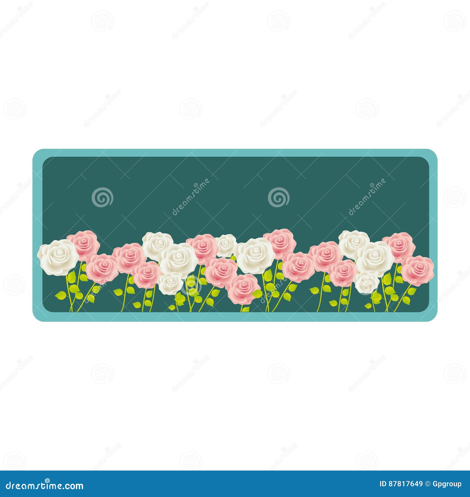 Colorful Rectangular Frame with Roses Garden Floral Design Stock ...