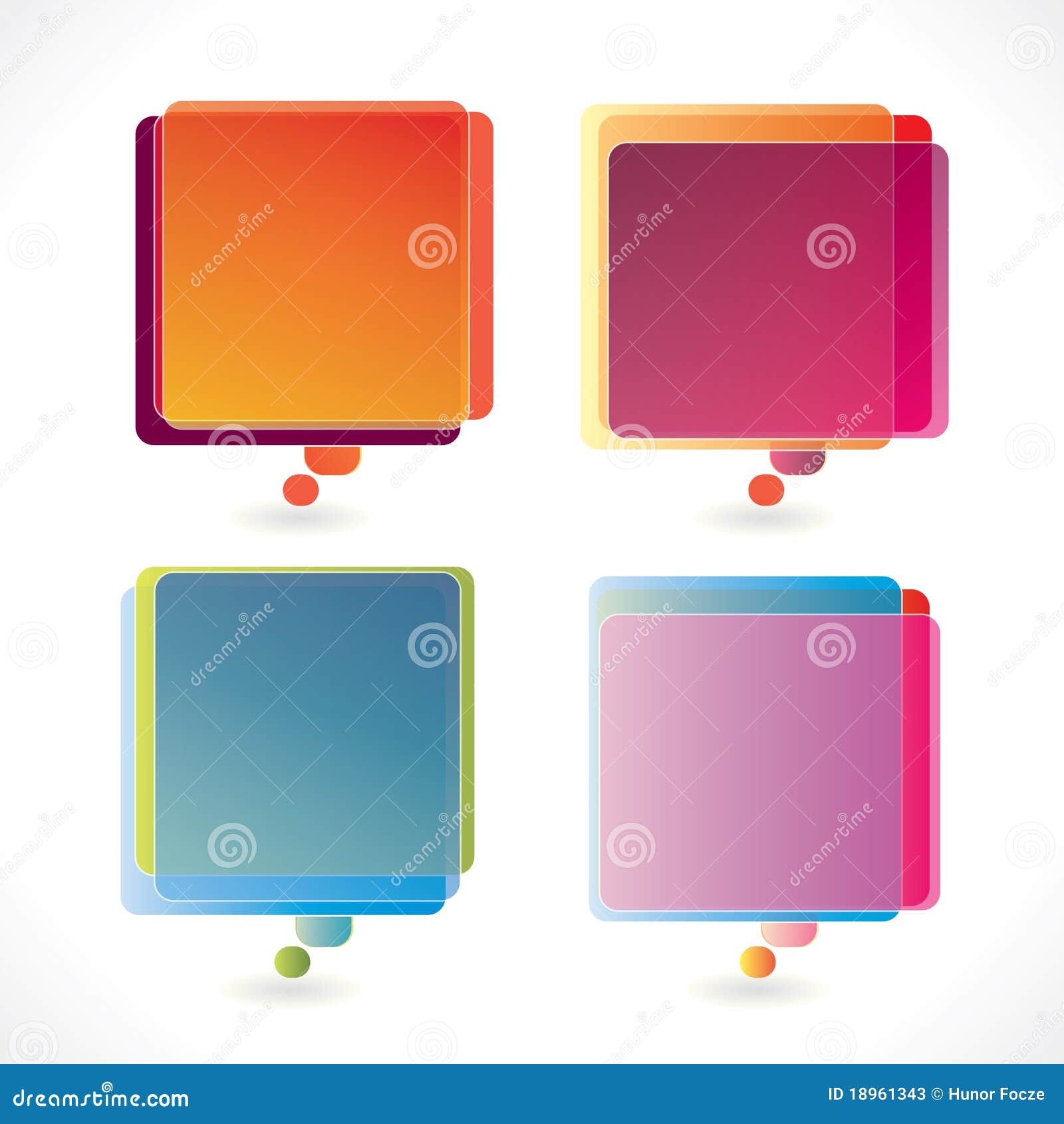 Colorful Rectangular Speech Bubbles Stock Vector - Illustration of ...