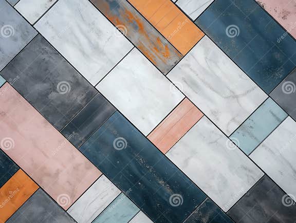 Colorful Rectangular Tiles in Diagonal Pattern Stock Photo - Image of ...