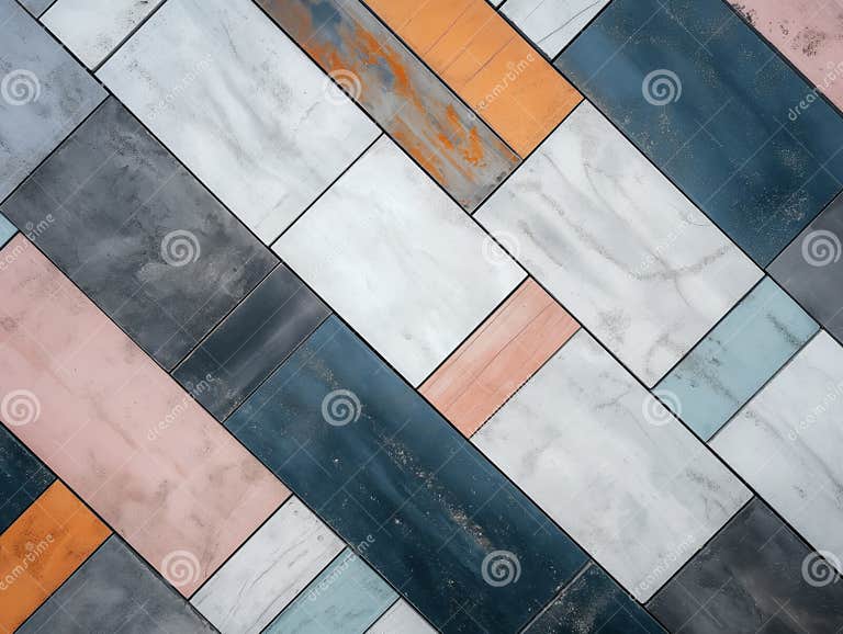 Colorful Rectangular Tiles in Diagonal Pattern Stock Photo - Image of ...