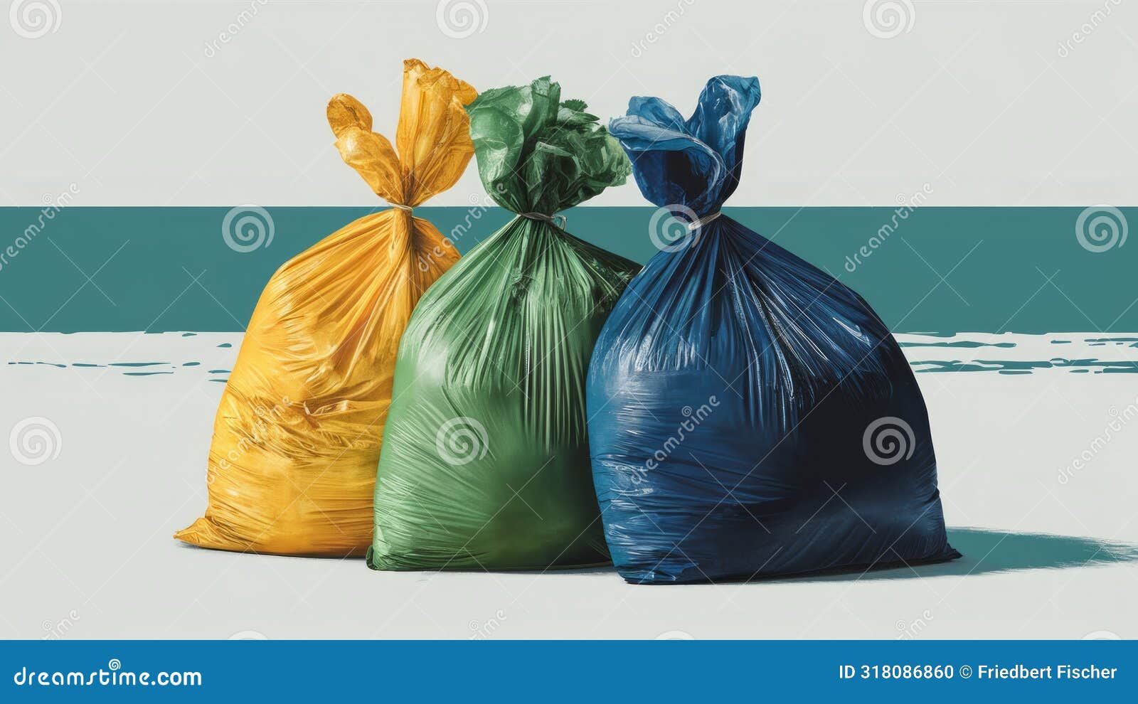 Colorful Recyclable Garbage Bags on a Clean Environment Background ...