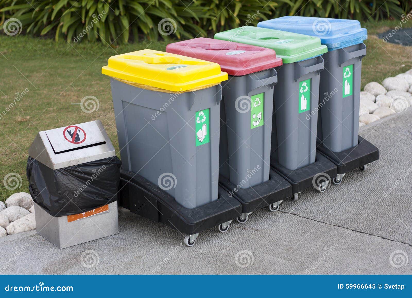 Colorful Recycle Bin photo stock image. Image of litter - 59966645