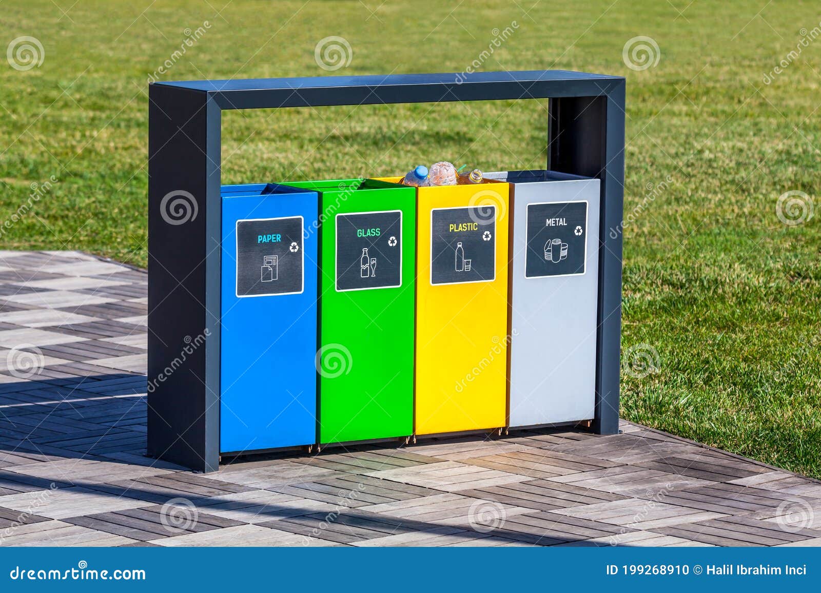 Colorful Recycle Bins in the Park Stock Photo - Image of earth, nature ...
