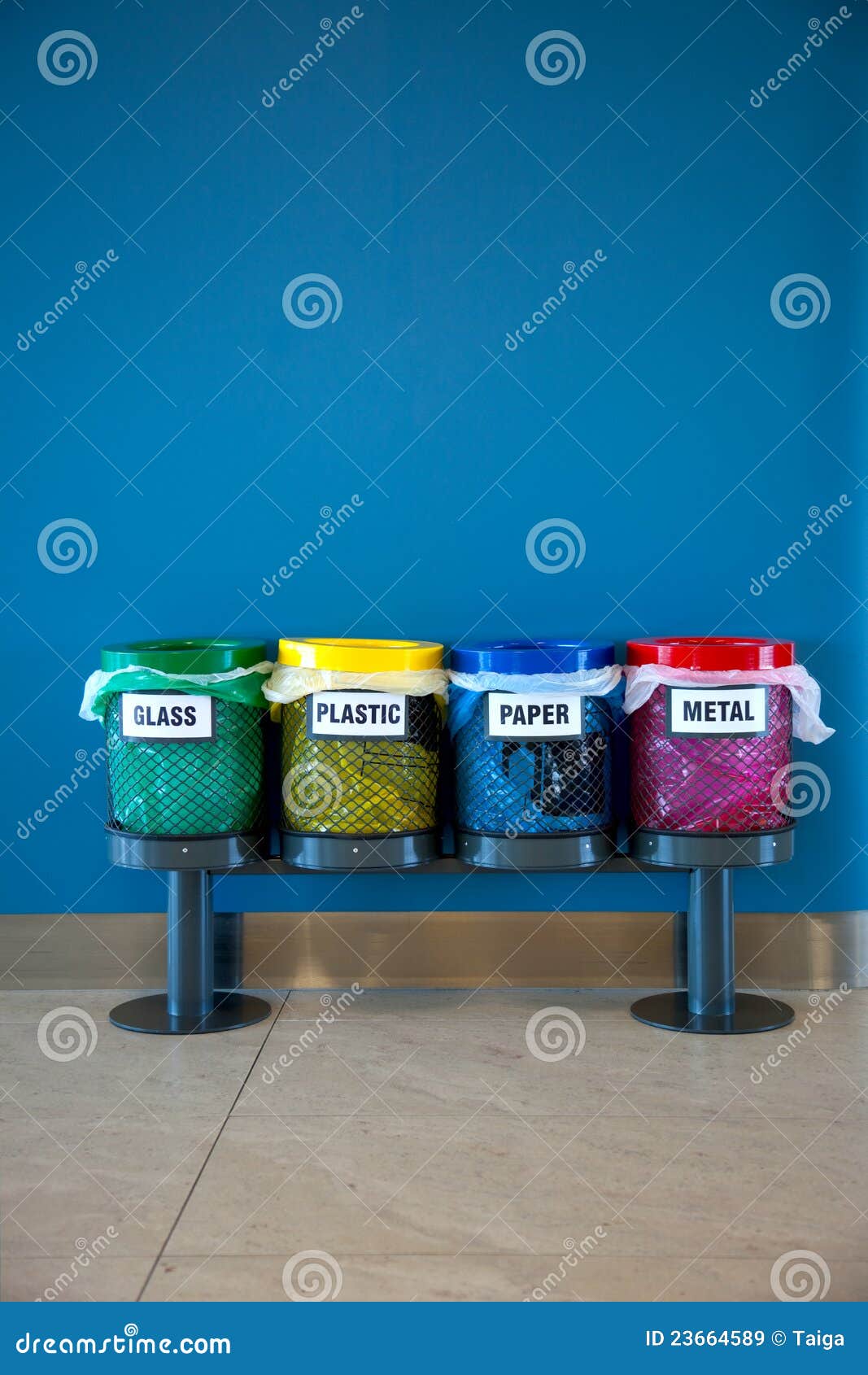 Colorful Recycle Bins in a Public Place / Vertical Stock Image - Image ...