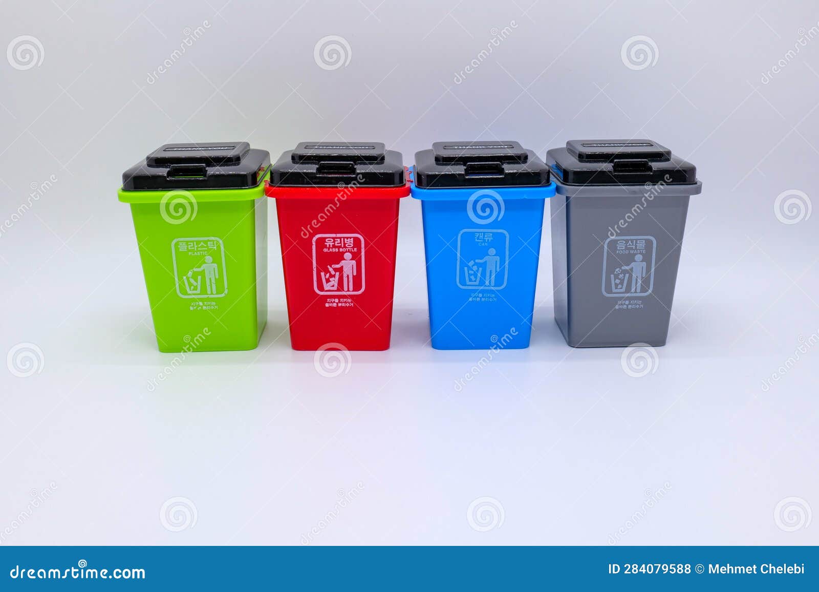 Colorful Recycle Plastic Garbage Bin Stock Photo - Image of bottle ...