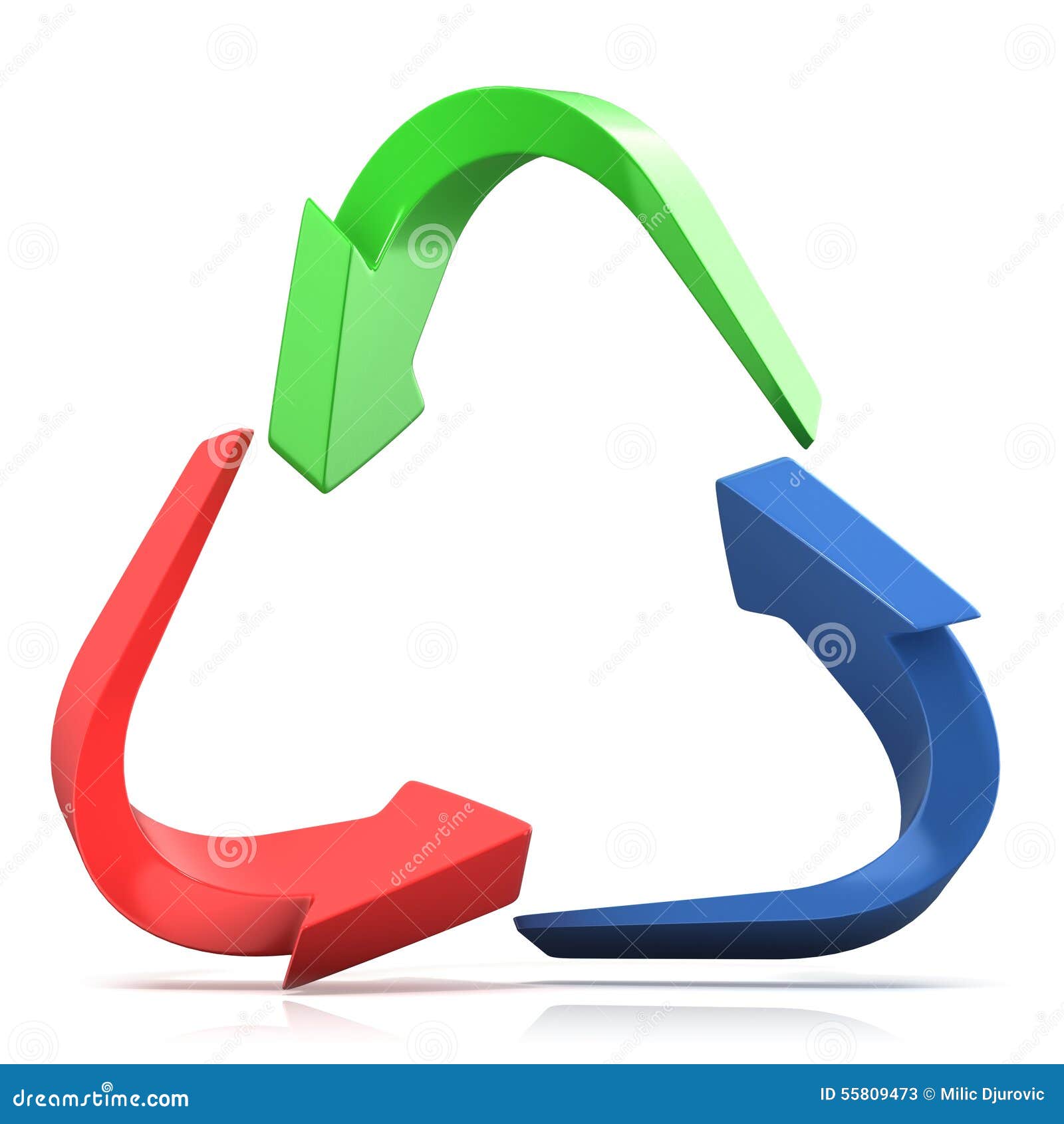 Colorful Recycle Sign, Three Arrows Stock Illustration - Illustration ...