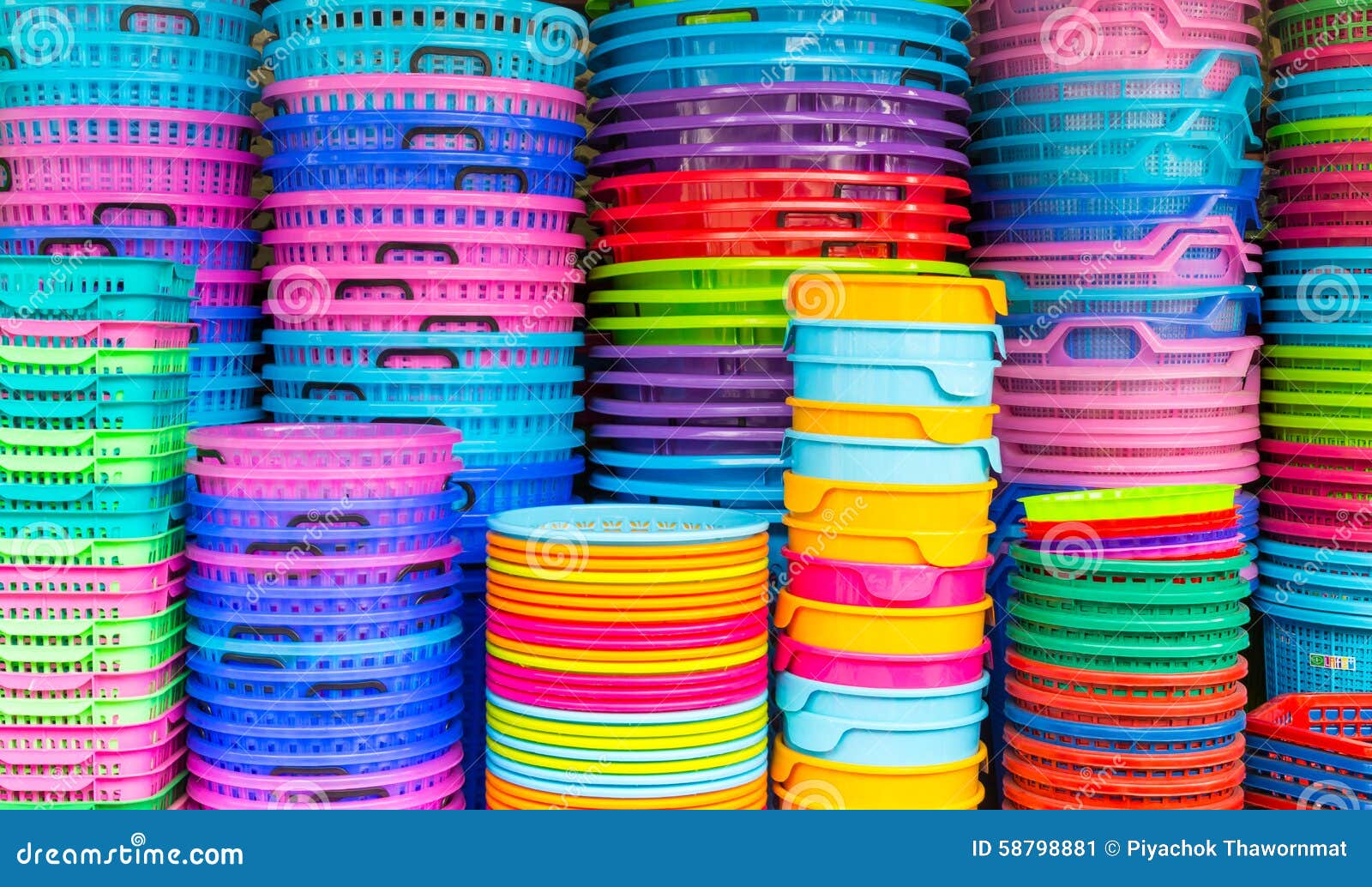 Colorful Recycled Plastic Buckets. Stock Image - Image of sundry, empty ...