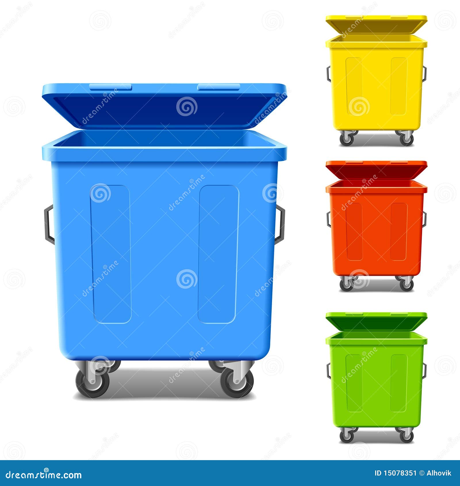 Colorful recycling bins stock vector. Illustration of container - 15078351