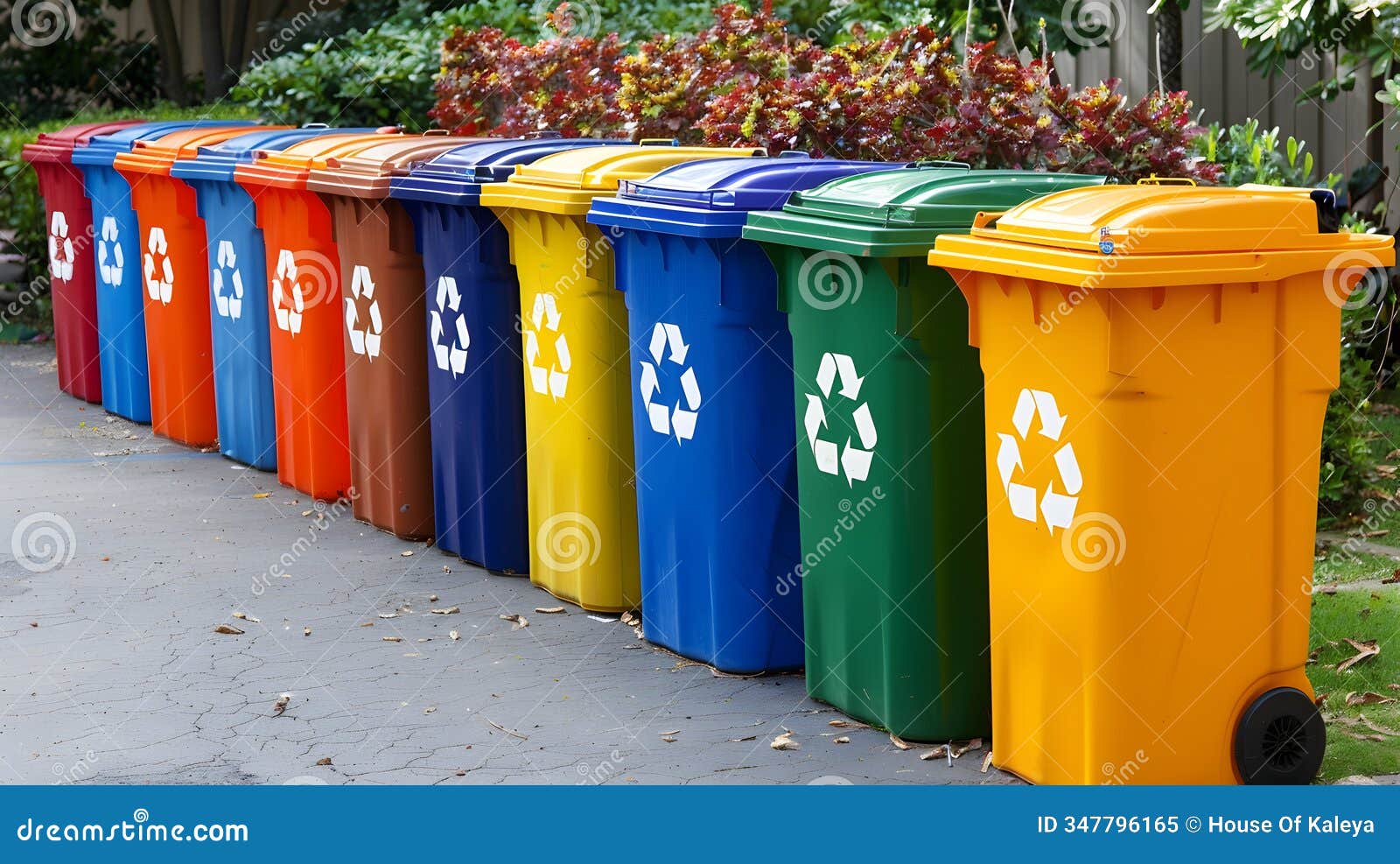 Colorful Recycling Bins in a Row - Photo Stock Illustration ...