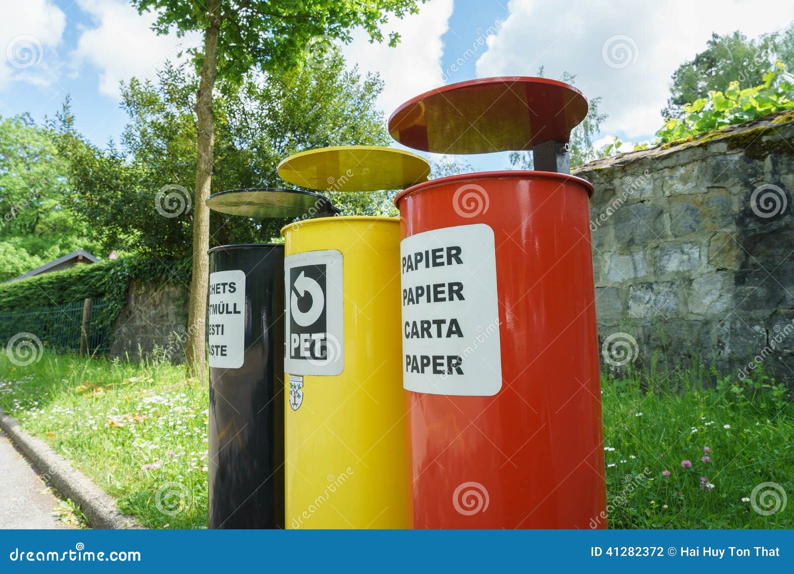 Colorful Recycling Bins stock photo. Image of hinge, container - 41282372