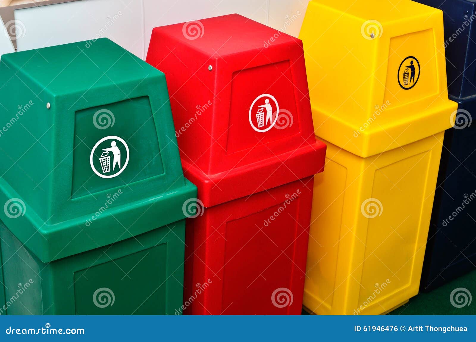 Colorful Recycling Bins or Trashcan Stock Photo - Image of pollution ...