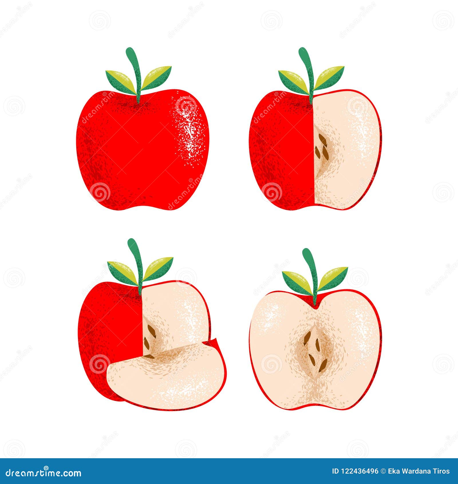 Colorful Red Apple with Grain Shadow Texture Vector. Stock Vector ...