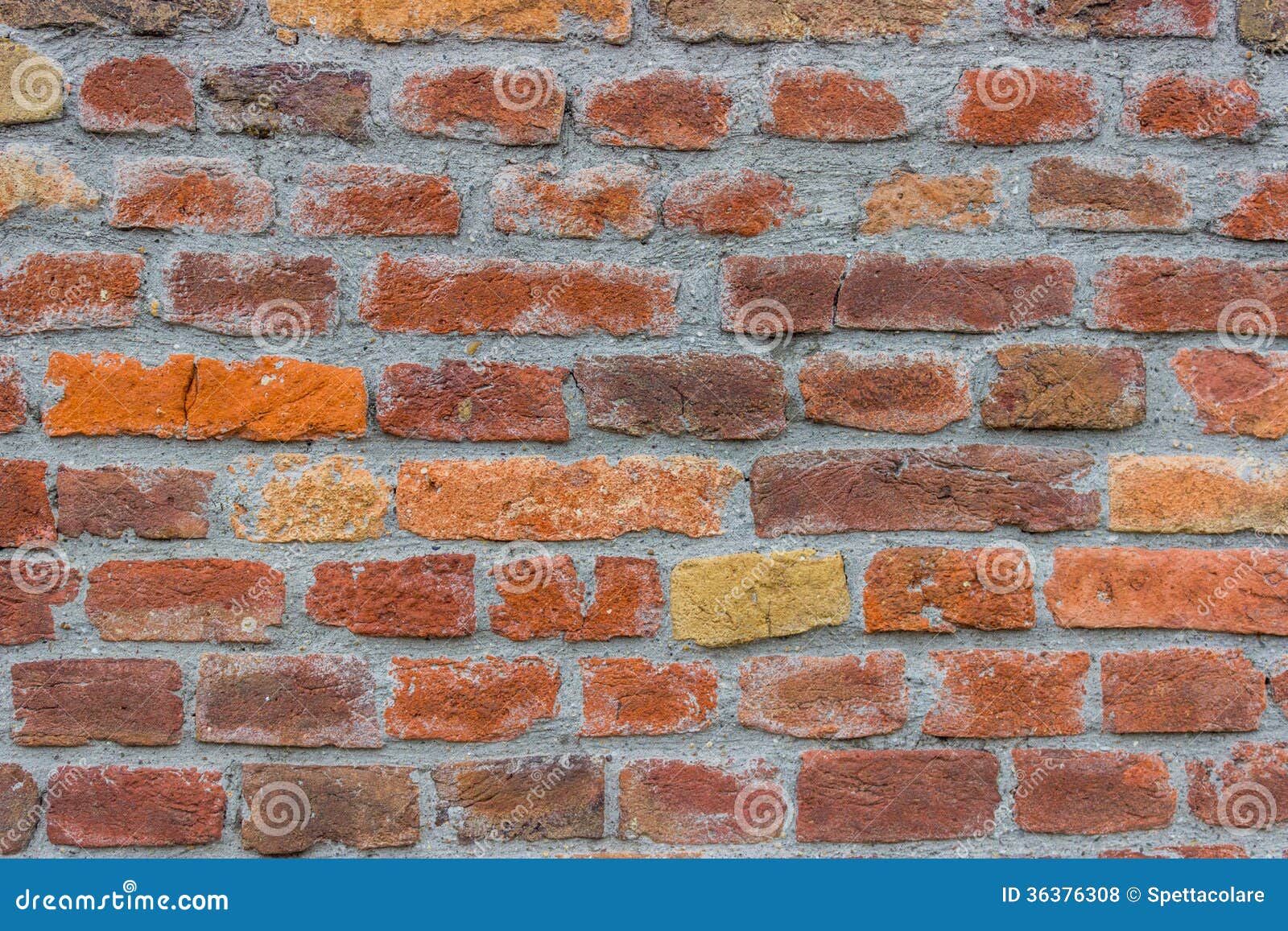 Colorful Red Bricks Mortar Wall Stock Photo - Image of facade, design ...